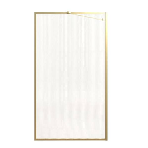 Xspracer Ashpy 33 in. W x 58 in. H Fixed Tub Door in Gold with Rain ...