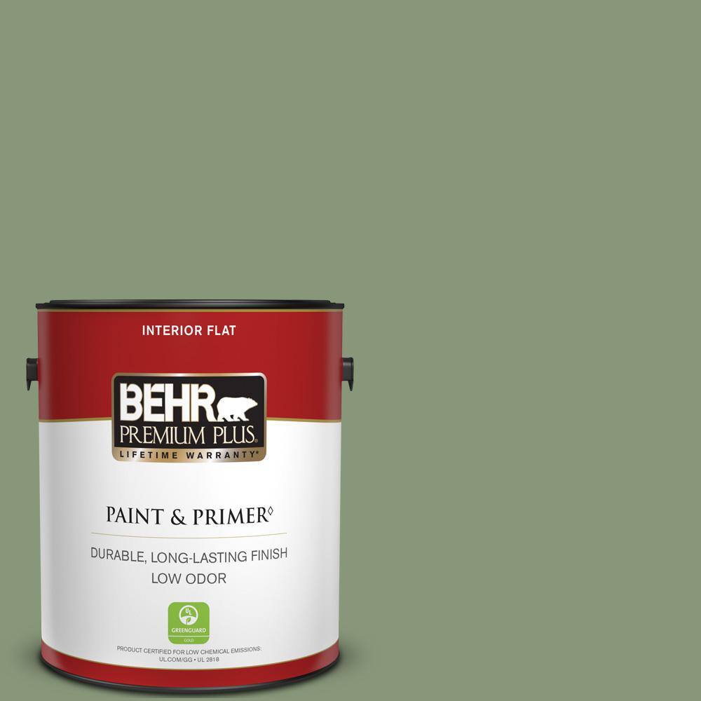 BEHR PREMIUM PLUS 1 gal. #S390-5 Laurel Tree Flat Low Odor Interior ...