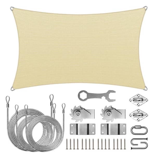 ROYAL SHADE 16 ft. x 20 ft. Rectangle Sun Shade Sail with Hardware Kit ...