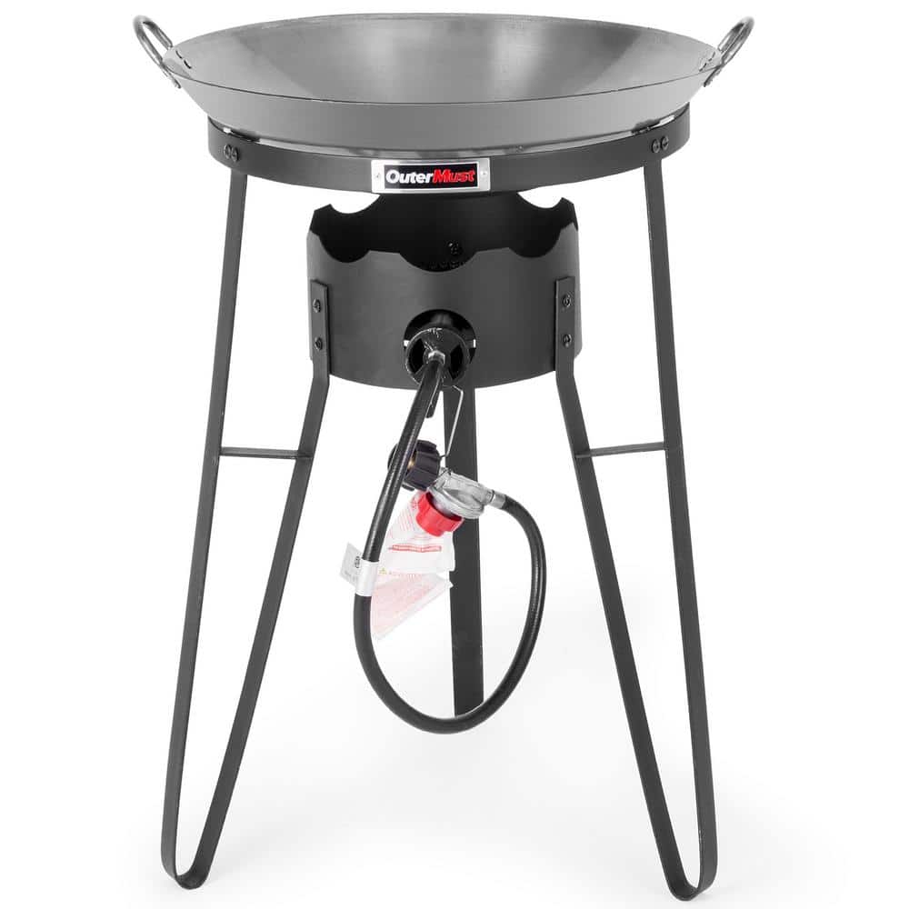 outermust 54,000 BTU Propane Gas Stove with Wok Set Outdoor Cooker with ...