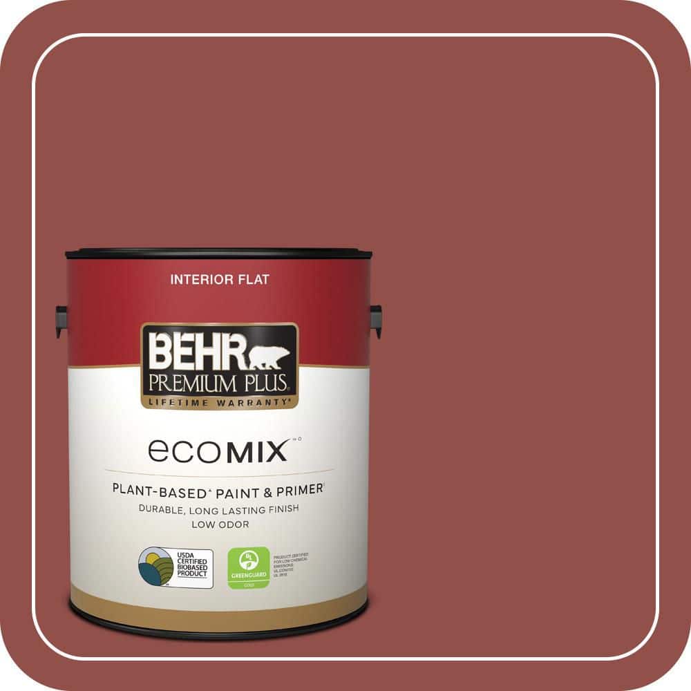 BEHR PREMIUM PLUS 1 gal. #ICC-72 Cinnabar Flat EcoMix Plant-Based ...