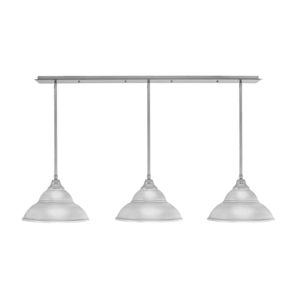 Livingston 100-Watt 3-Light Brushed Nickel Shaded Pendant Light with 13 ...
