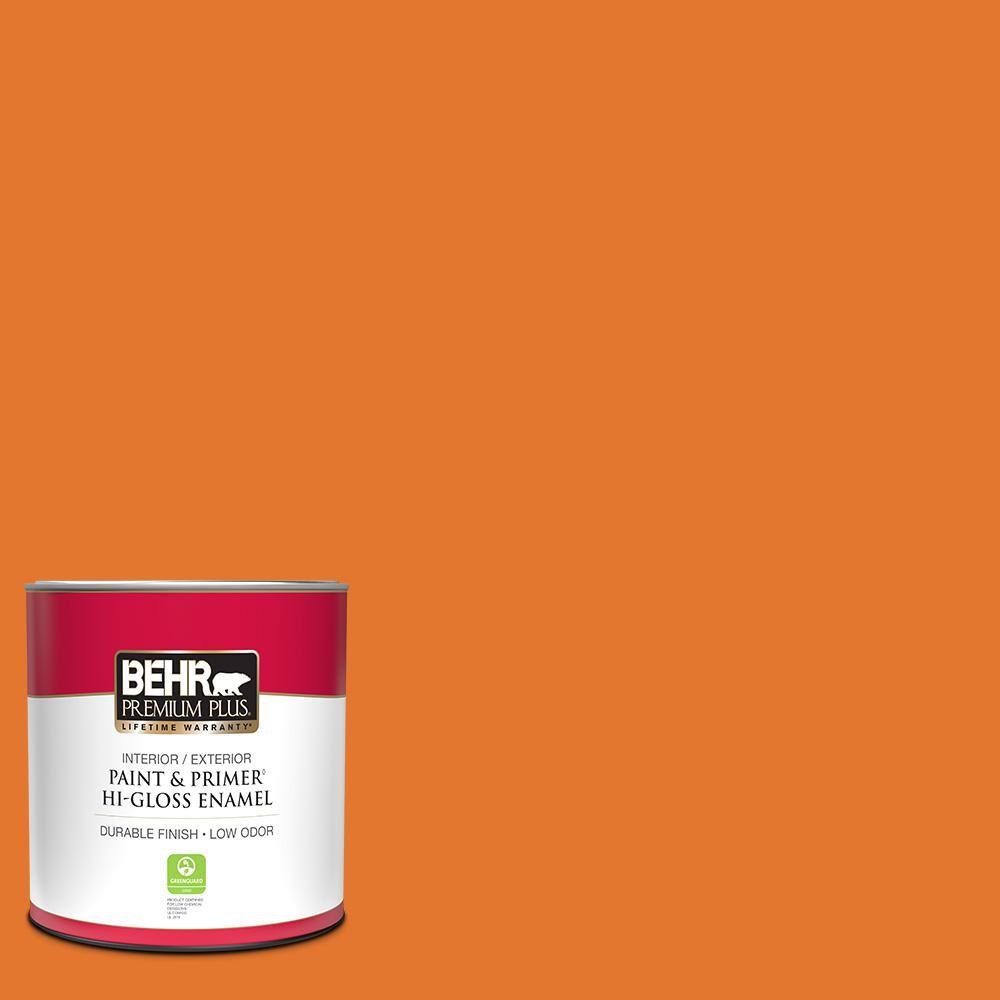 BEHR PREMIUM PLUS 1 qt. #250B-7 Crushed Orange Hi-Gloss Enamel Interior ...