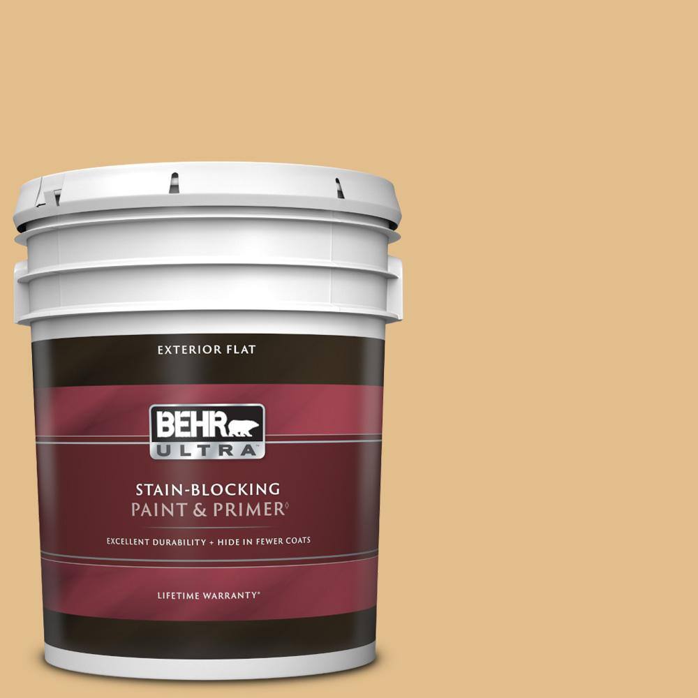 BEHR ULTRA 5 gal. #330D-4 Warm Muffin Flat Exterior Paint & Primer ...