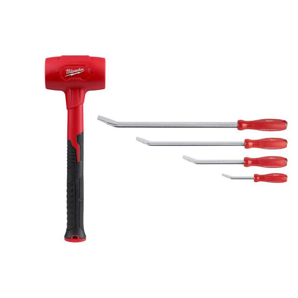Milwaukee 48 oz. Dead Blow Hammer with Pry Bar Set 48-22-9151-48-22 ...
