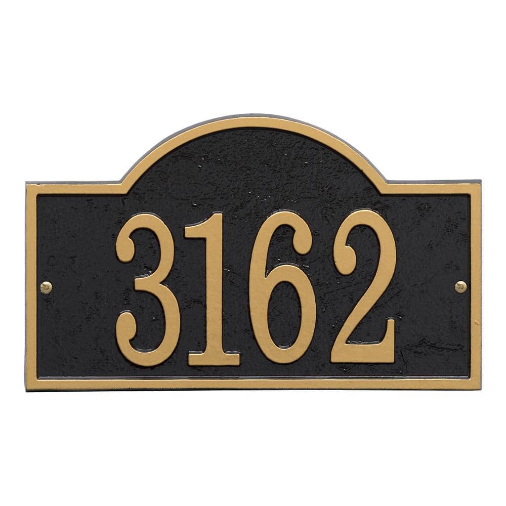 Whitehall Products Fast and Easy Arch House Number Plaque, Black/Gold ...