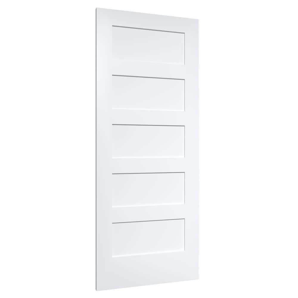 Camaflexi Homestead 34 in. x 80 in. 5-Panel Solid Core White Primed ...