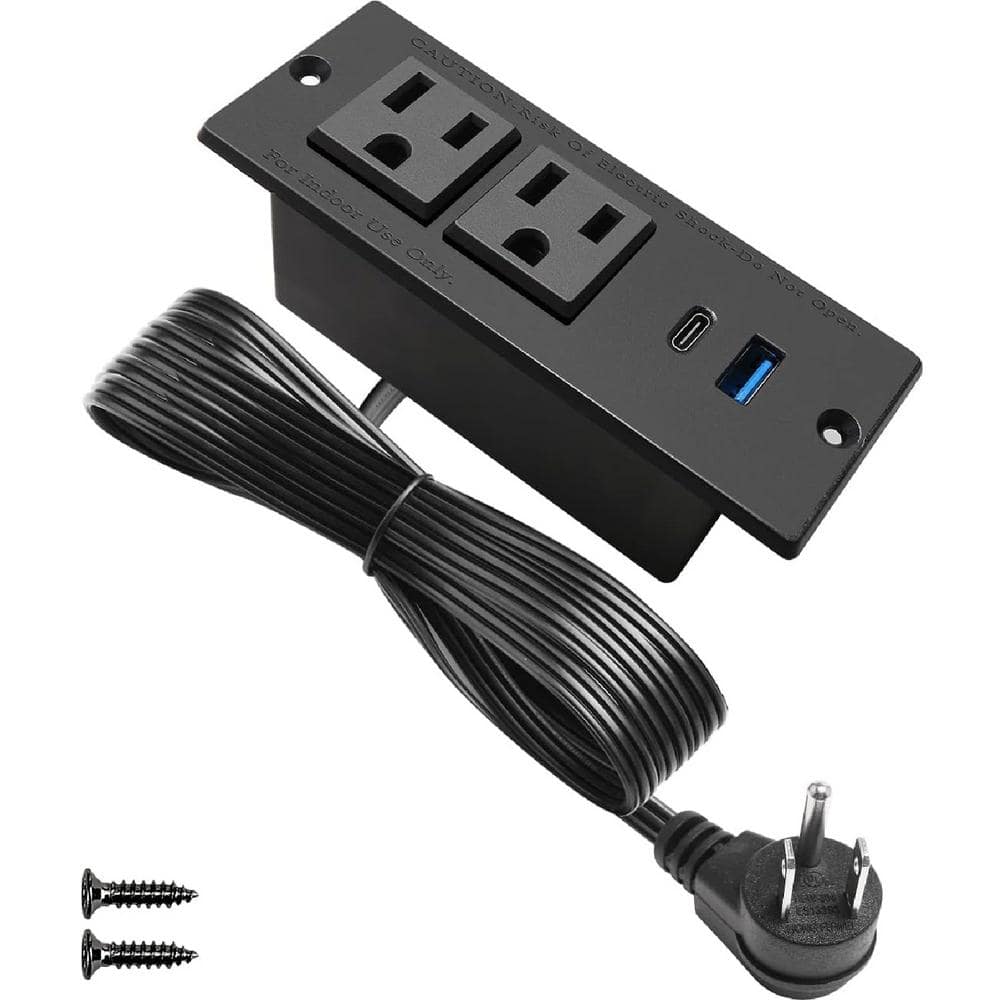 Lukyamzn Recessed Power Strip Desktop Power Station 2 Outlets, 1 USB-A ...