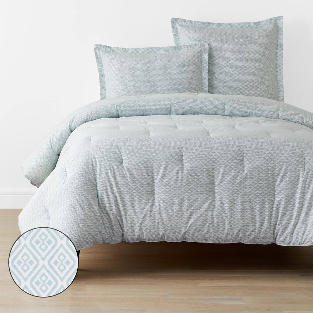 The Company Store Company Cotton Clemencia Geometric Pale Blue Full ...