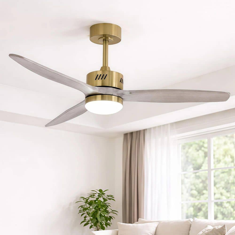 MODERN HABITAT 52 in. Integrated LED Indoor Gold Downrod Standard ...