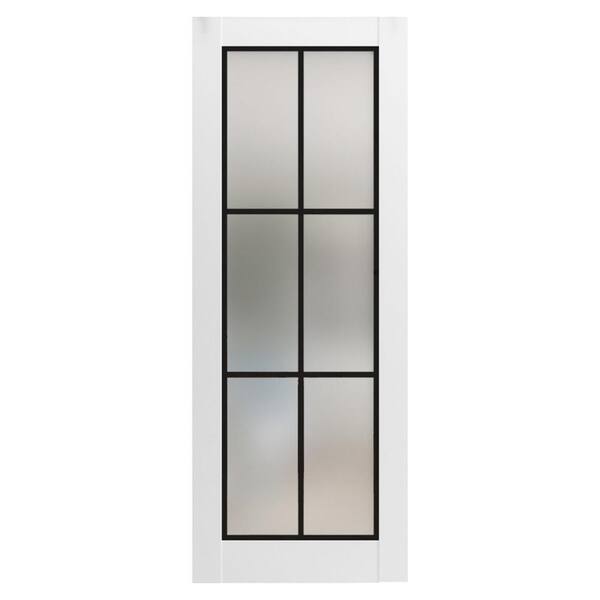 Sartodoors 30 in. x 32 in. Solid Wood Black glass White Interior Door ...