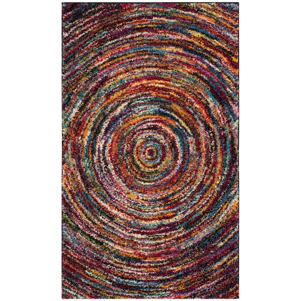 SAFAVIEH Fiesta Shag 2 ft. x 4 ft. Multi Striped Abstract Area Rug ...