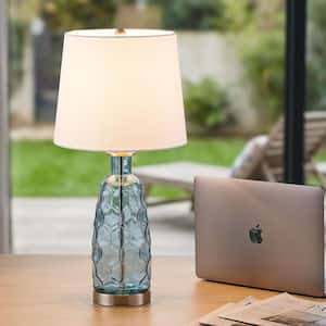 C Cattleya 23.5 in. Clear Glass Table Lamp with Textured Base and White ...