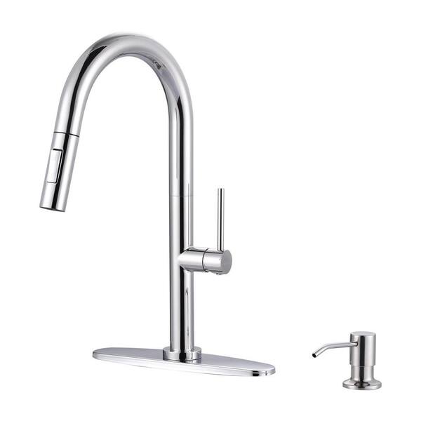 VEVETTA 17 in. Single Handle Pull Down Sprayer Kitchen Faucet with 360 ...