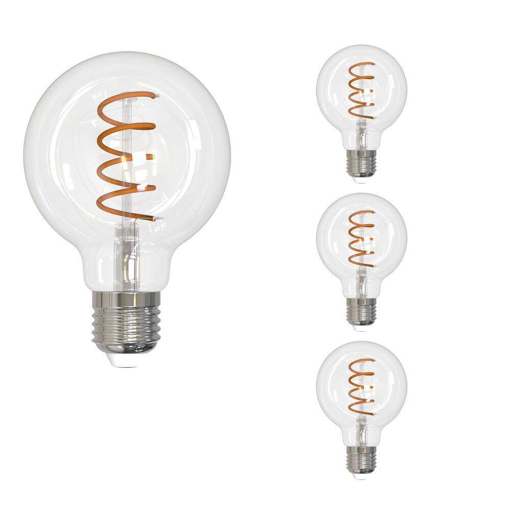 Bulbrite 40 - Watt Equivalent G25 Dimmable Medium Screw LED Light Bulb Amber Light 2100K 4 ...