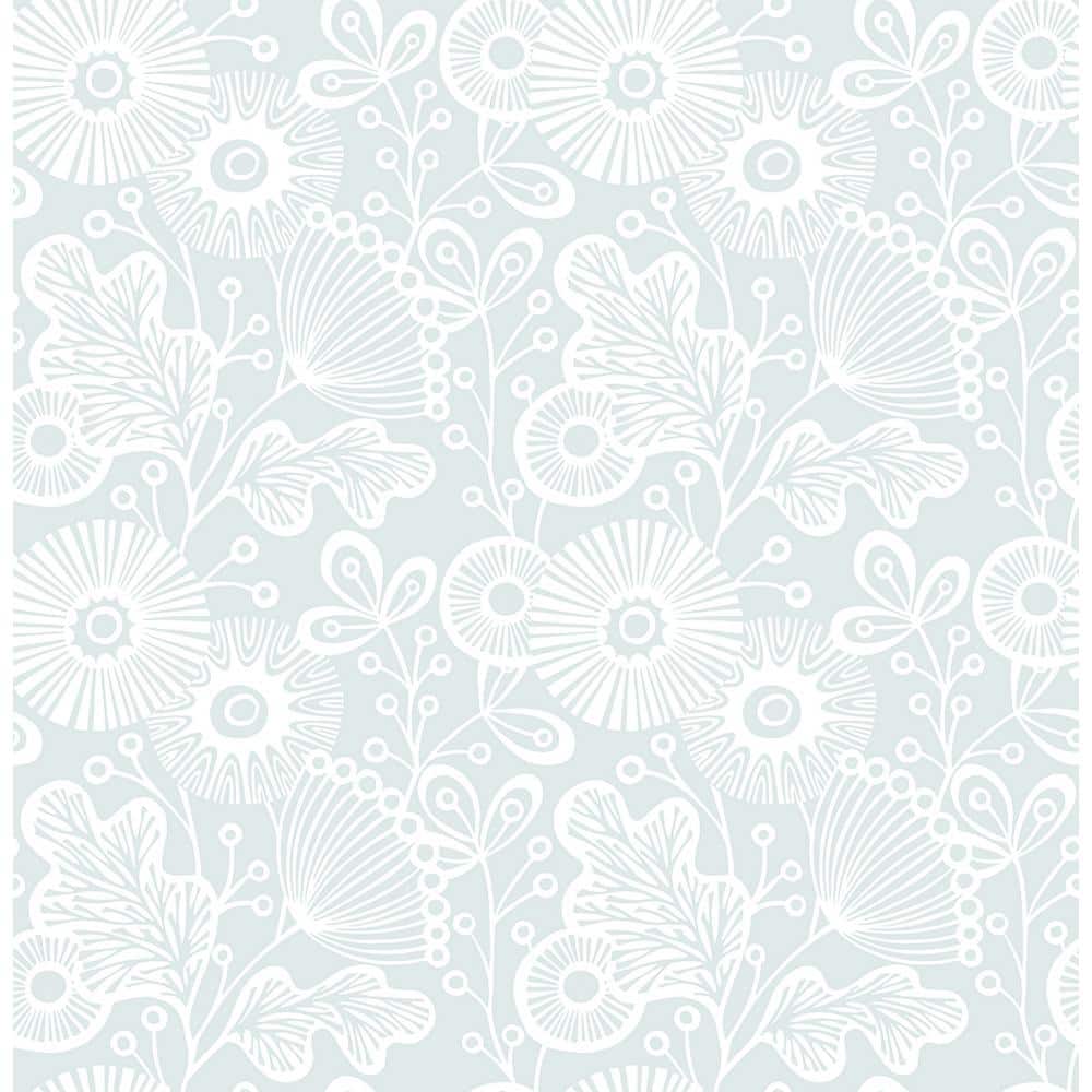 A-Street Prints Ana Light Blue Floral Light Blue Wallpaper Sample 2821 ...