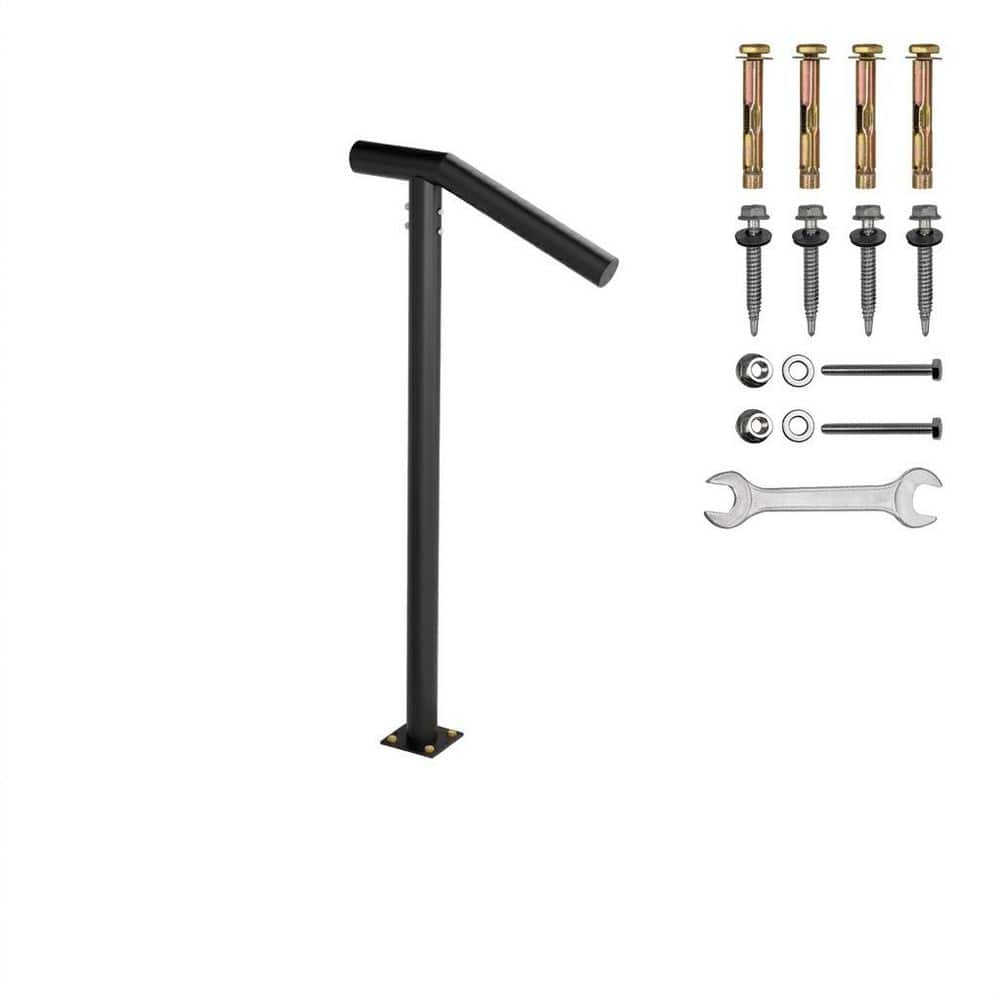 17.33 in. Carbon Steel Handrail for Cable Railing System Single Post ...