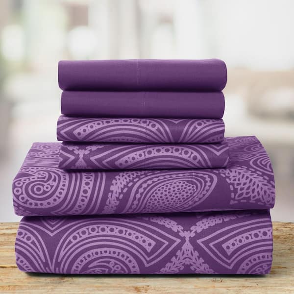 LDC LUX DECOR COLLECTION Lux Decor 6-Piece Microfiber Sheet Set Paisley ...