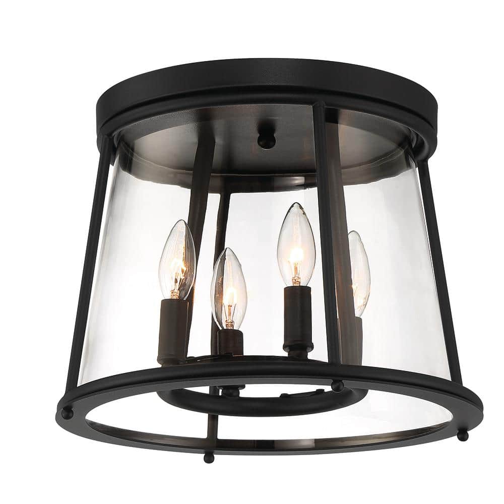 Eurofase Daulle 4-Light Black Outdoor Flush Mount Light with Clear ...