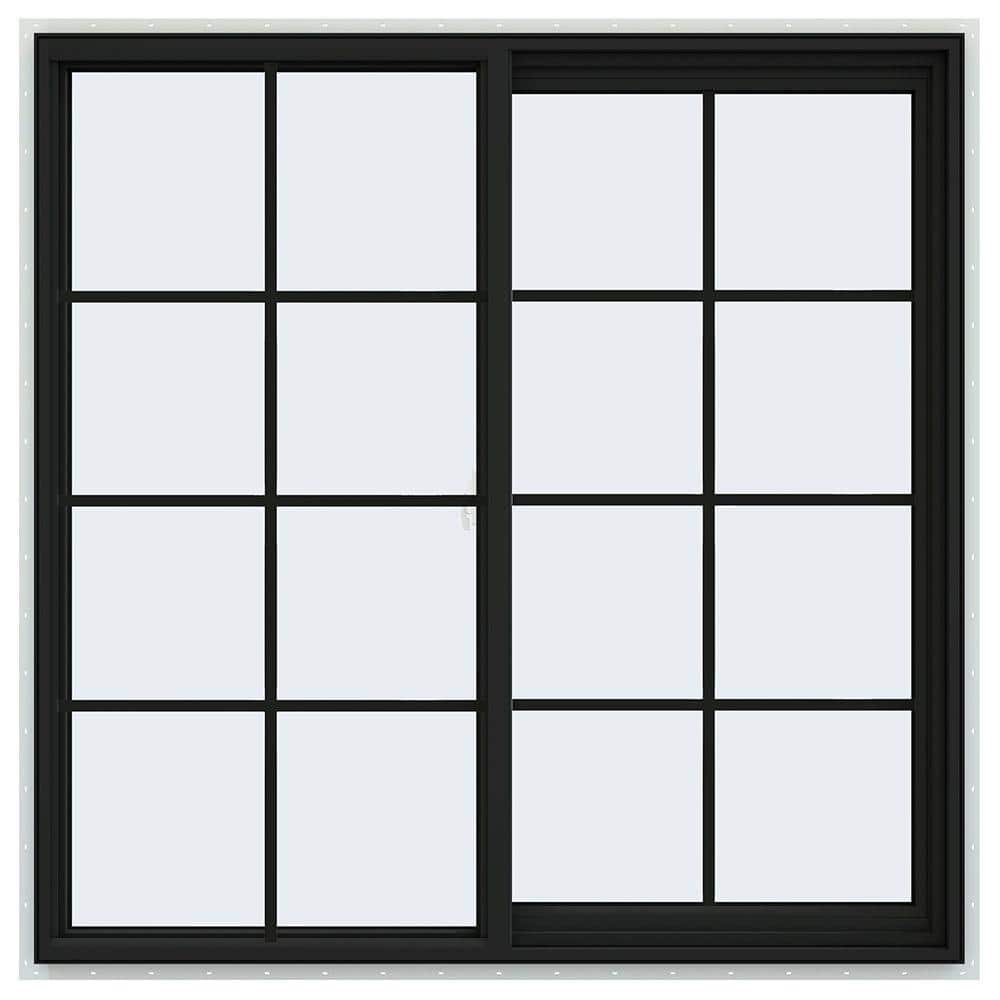 JELD-WEN 48 in. x 48 in. V-2500 Series Bronze FiniShield Vinyl Right ...