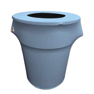 LA Linen Round Light Blue Stretch for 55 Gal. Trash Can Cover ...