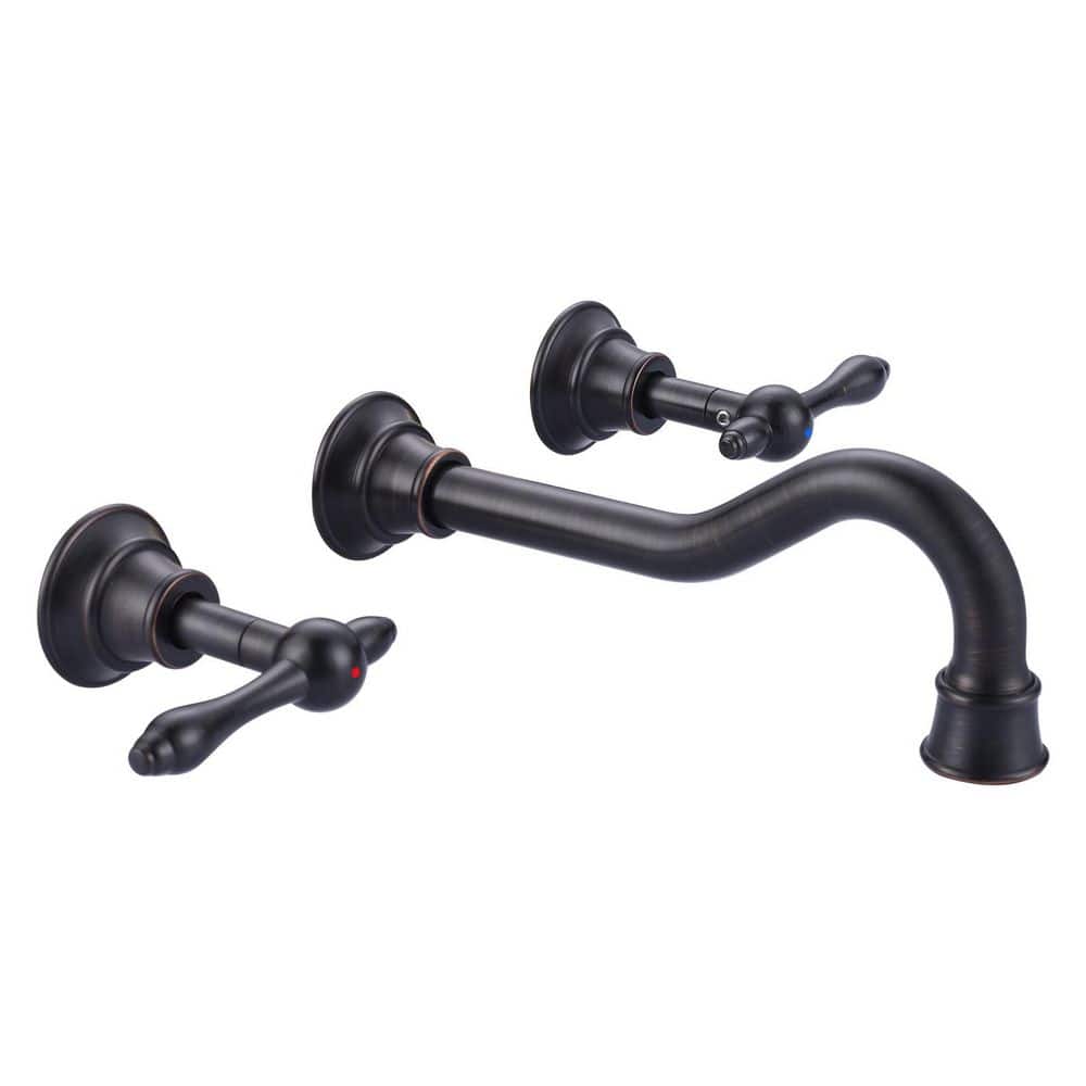 VEVETTA Double Handle Wall Mounted Bathroom Faucet in Oil Rubbed Bronze ...