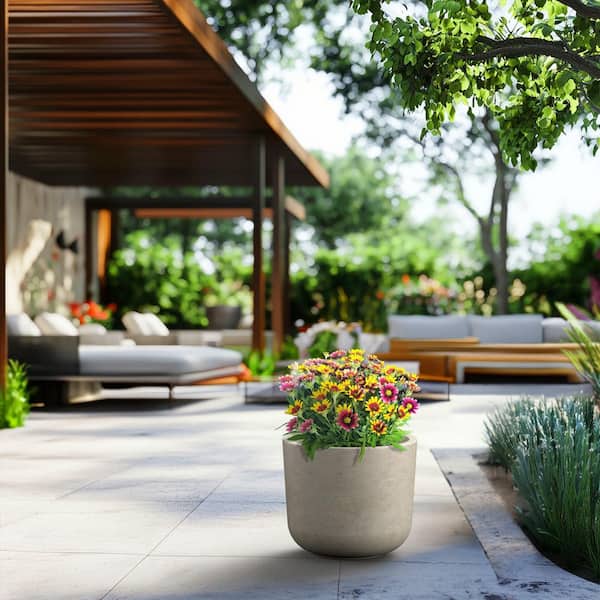 Morrava 12.5 in. Medium Light Gray (Enhanced Core) Concrete Round ...