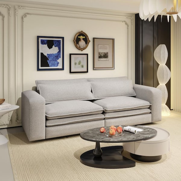 Noble House Sally 93 in. Light Grey Polyester Upholstery King Size 3 in ...