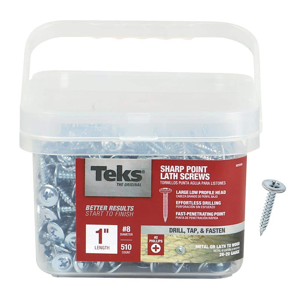 Teks 8-15 x 1 in. Phillips Truss Head Sharp Point Lath Screws (510-Pack ...