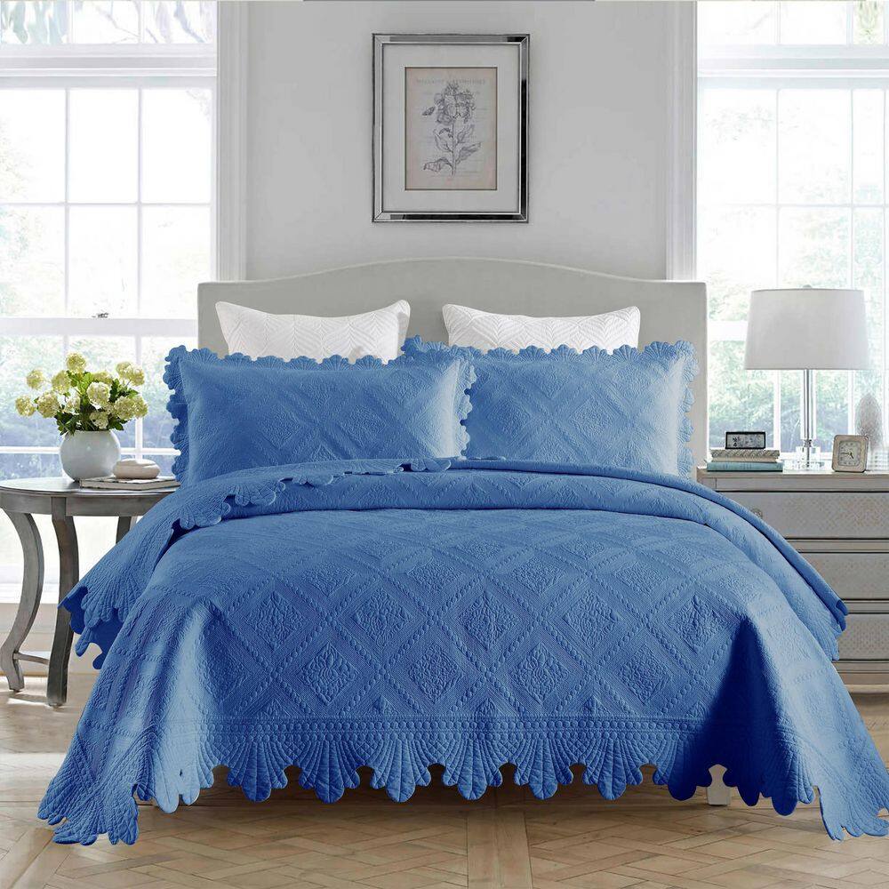MarCielo TK115 Solid Color Floral King Size Cotton Oversized Bedspread ...