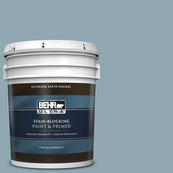 BEHR ULTRA 5 gal. #530F-4 Newport Blue Satin Enamel Exterior Paint ...