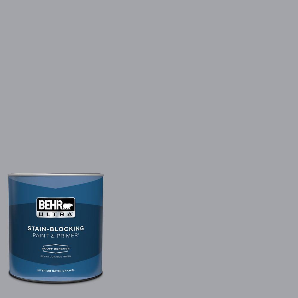 BEHR ULTRA 1 qt. #N530-4 Power Gray Extra Durable Satin Enamel Interior ...