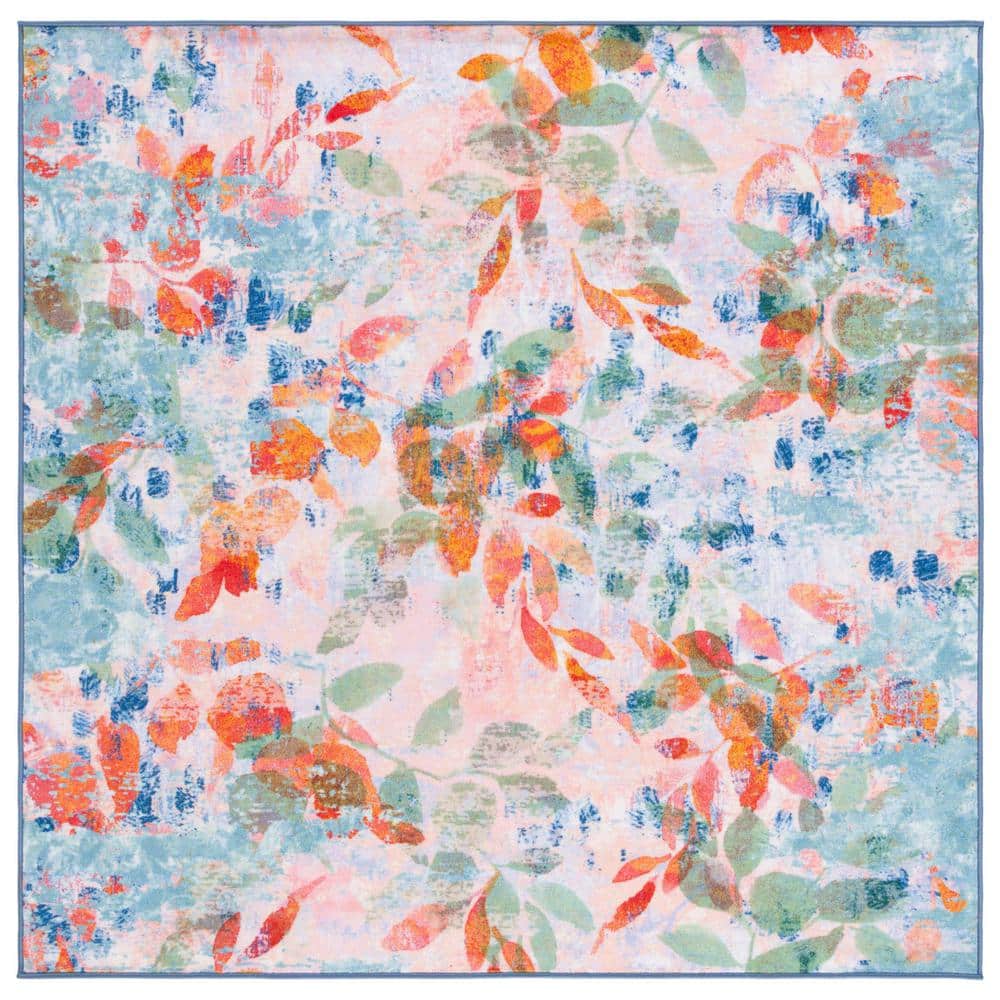 SAFAVIEH Paint Brush Blush Pink/Green 7 ft. x 7 ft. Machine Washable ...