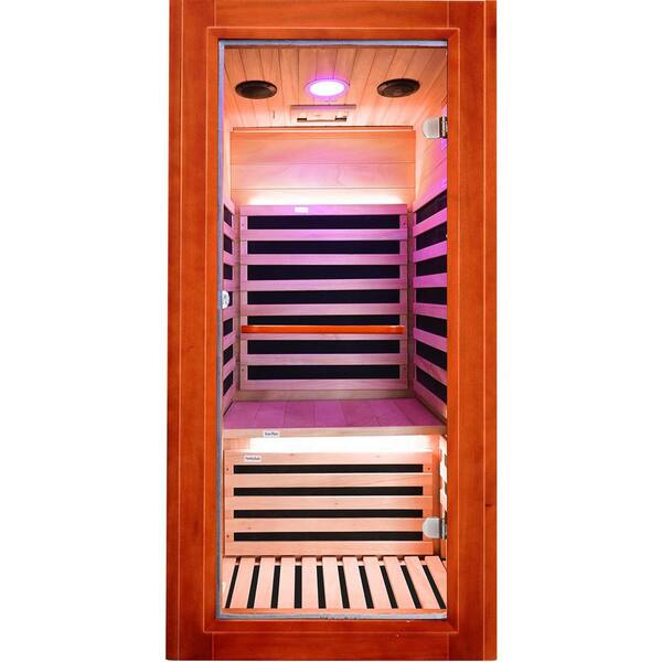 AVAXA 1-Person Indoor Canadian Hemlock Infrared Sauna with 7 Carbon ...