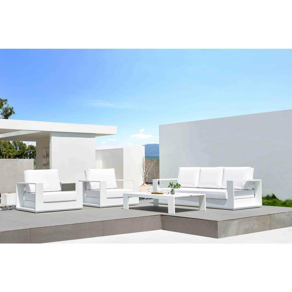 BELLINI HOME AND GARDENS Faena White 4-Piece Aluminum Outdoor ...