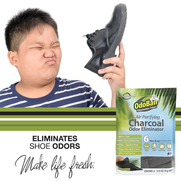 Odoban 10 G Charcoal Odor Eliminators 6 Ct Natural Odor Moisture Absorber Odor Remover Bags for Shoes Gym Bags 4 Pack