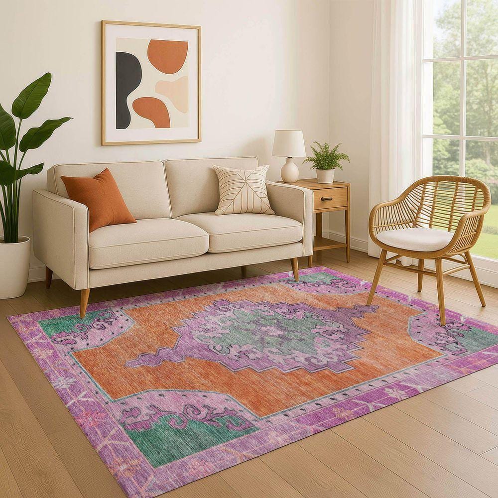 Addison Rugs Mayfield Premium Machine Washable Abstract AMF1731 Orange ...