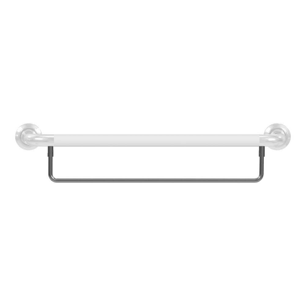 PULSE Showerspas Single ErgoSafetyBar 19.5 in. Freestanding Towel Bar ...