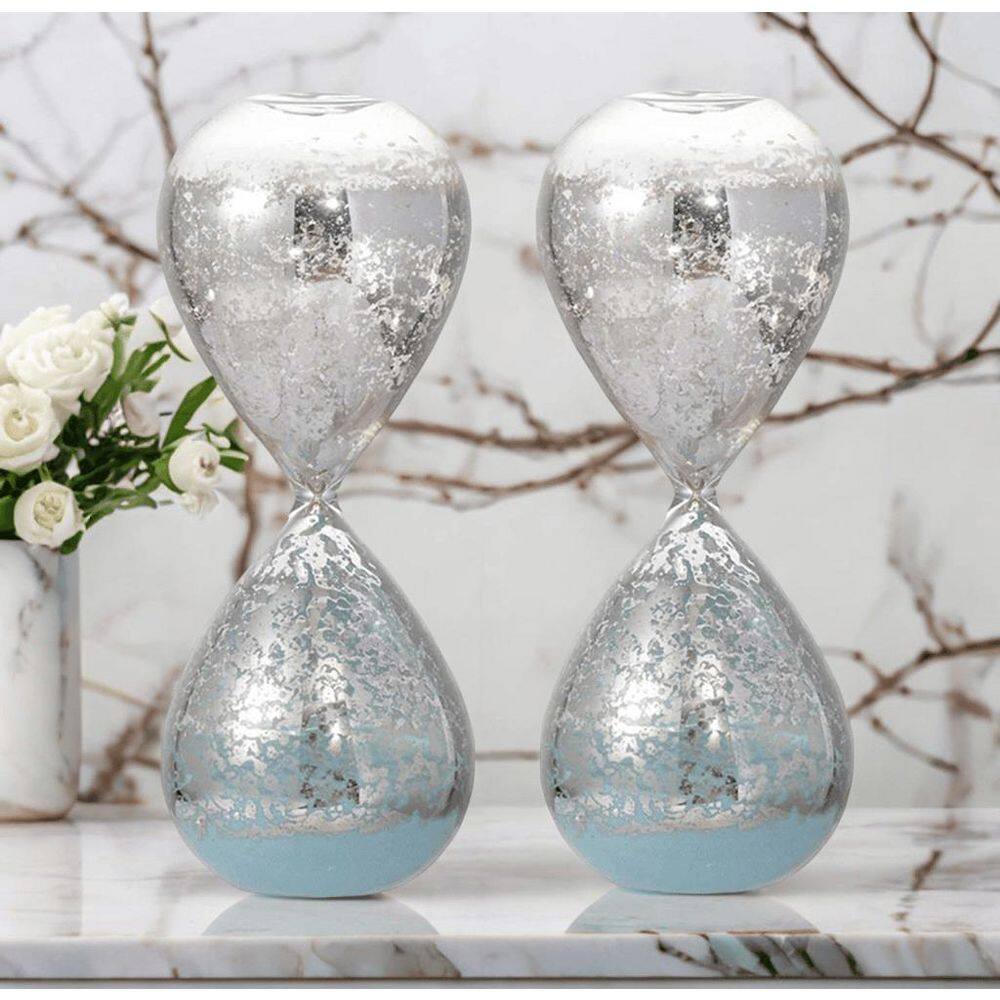 Silver Double-Layered Hourglasses with Jade Sand, 30-Minute Sand Timers ...