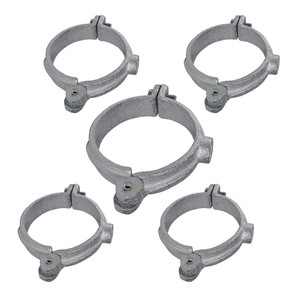 PLUMBFLEX 2-1/2 in. Hinged Split Ring Pipe Hanger, Galvanized Iron ...