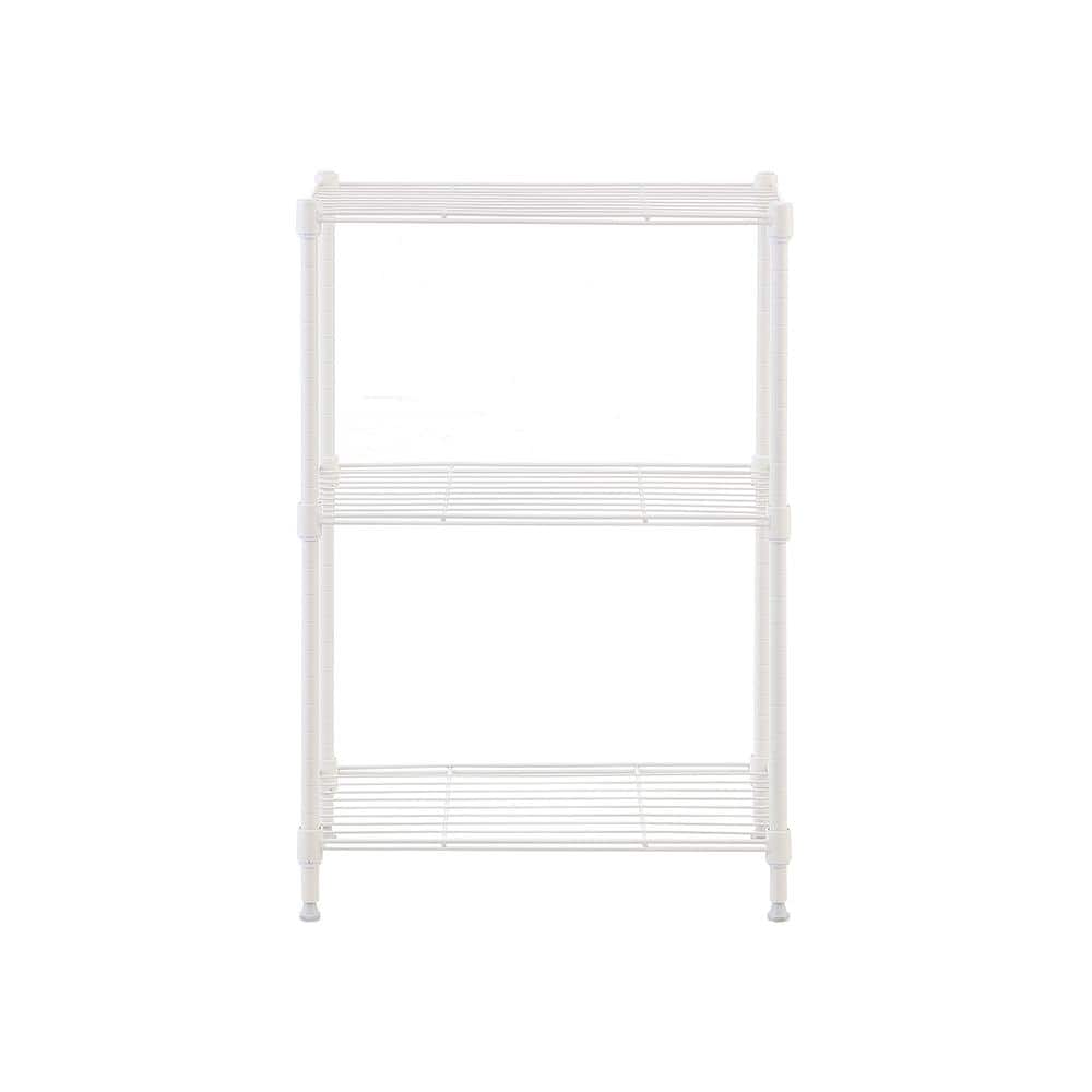 mzg White 3-Tier Steel Powder Coating Wire Garage Storage Shelving Unit ...
