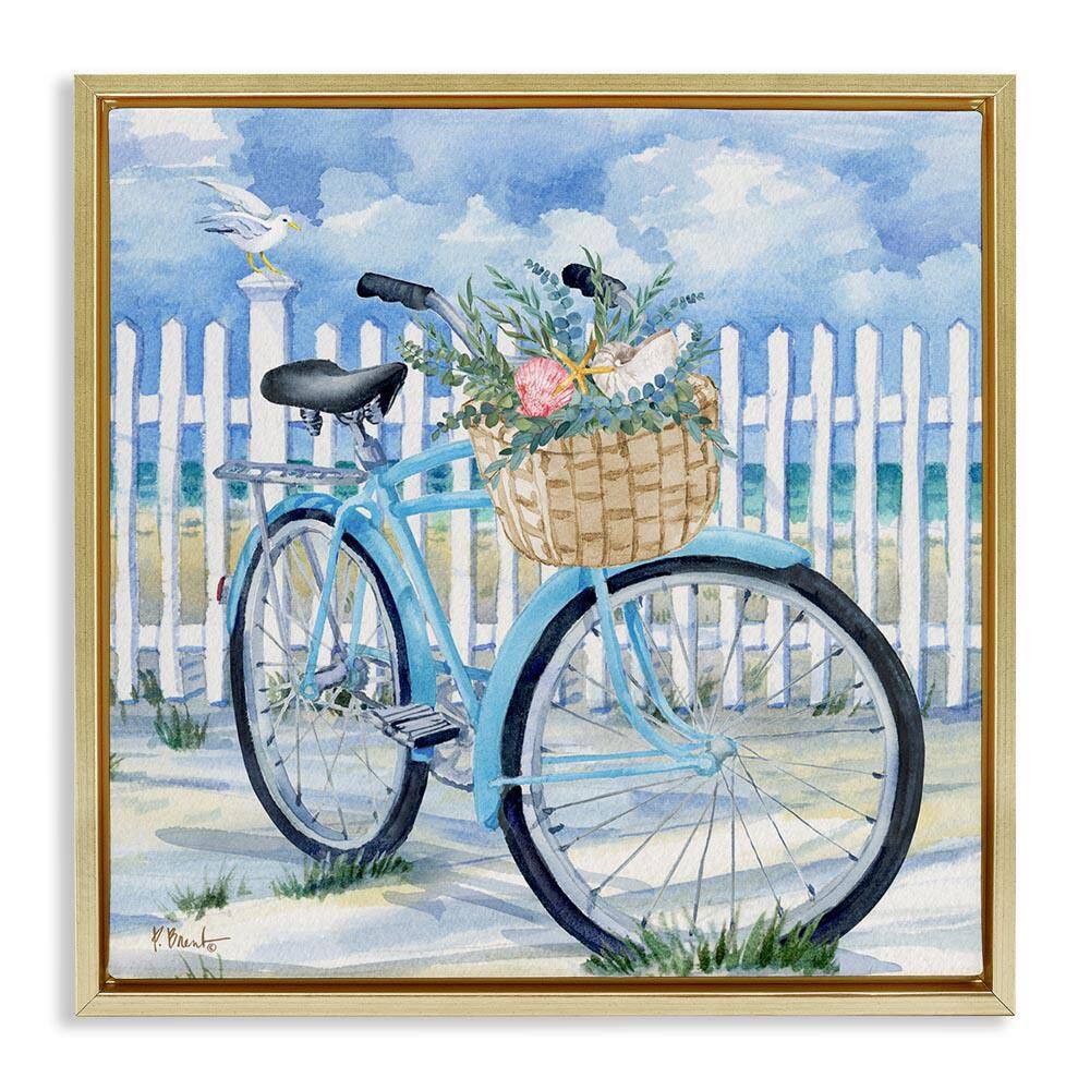Stupell Industries Rosemary Beach Bicycle by Paul Brent Gold Floater ...