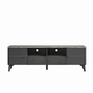FESTIVO Elegant 72 in. Gray TV Stand with Gray Cabinet Top Finish and ...