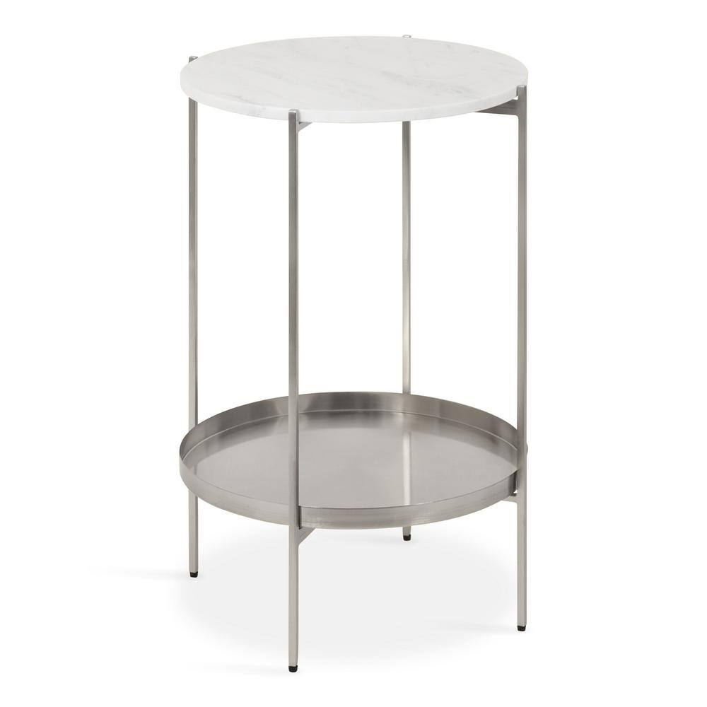 Kate and Laurel Lavish 17.00 in. Silver Round Metal End Table 223473 ...