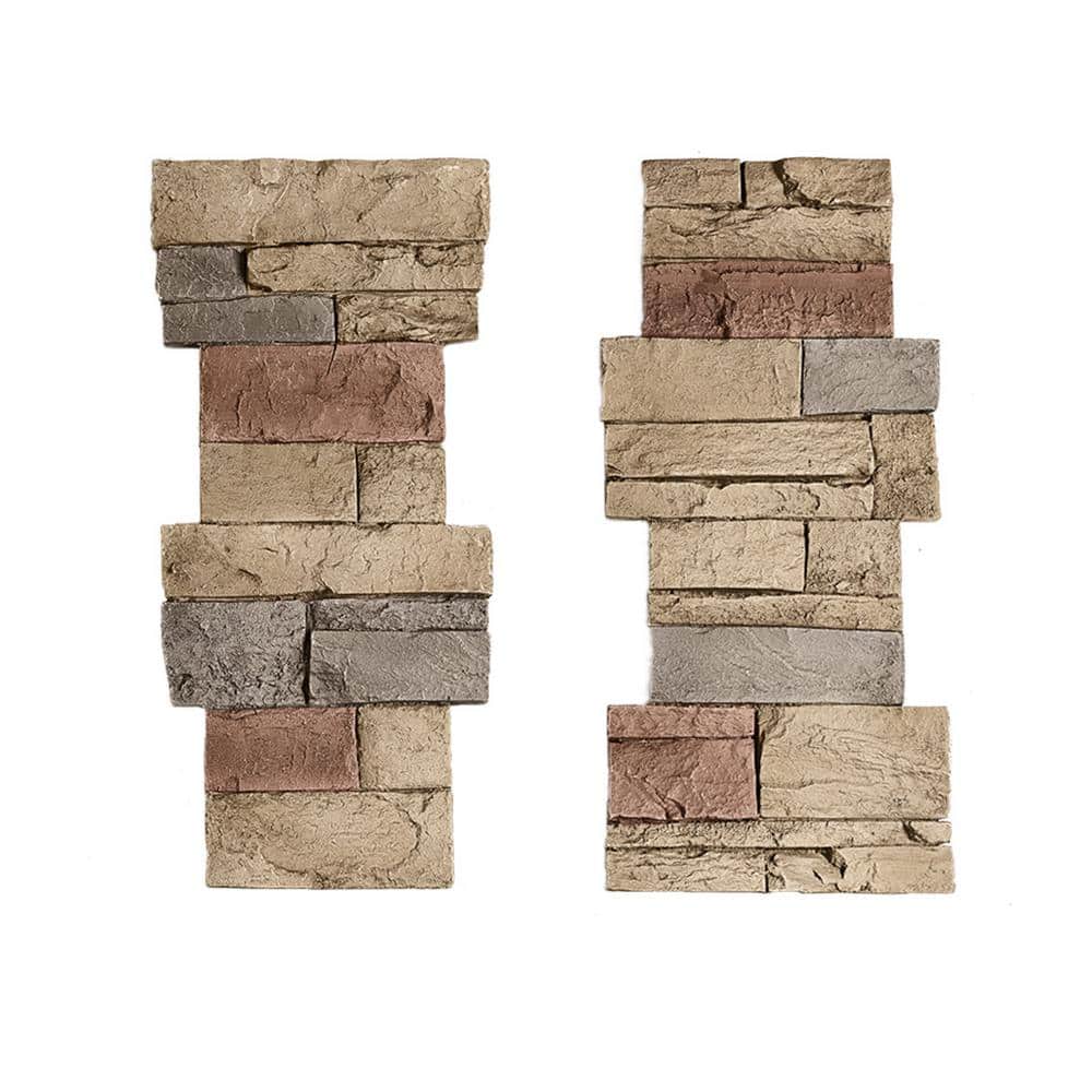 GenStone Stacked Stone 11.25 in. x 24 in. Desert Sunrise Faux Pillar ...