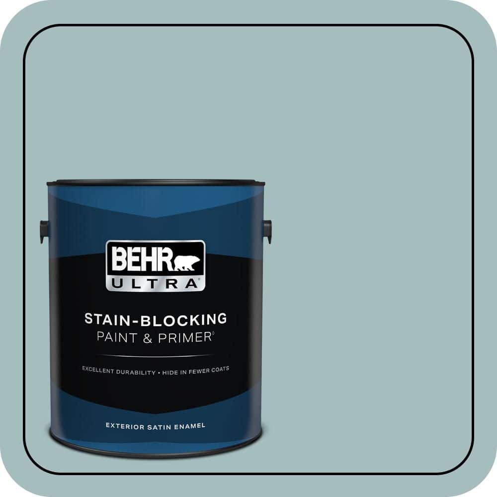 BEHR ULTRA 1 gal. #PPU13-13 Oslo Blue Satin Enamel Exterior Paint ...