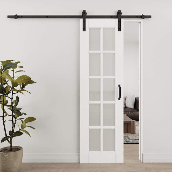 ARK DESIGN 24 in. x 80 in. 10 Lite Tempered Frosted Glass White Primed ...