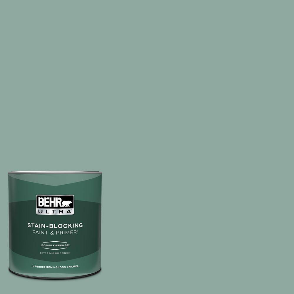 BEHR ULTRA 1 qt. #S430-4 Green Meets Blue Extra Durable Semi-Gloss ...