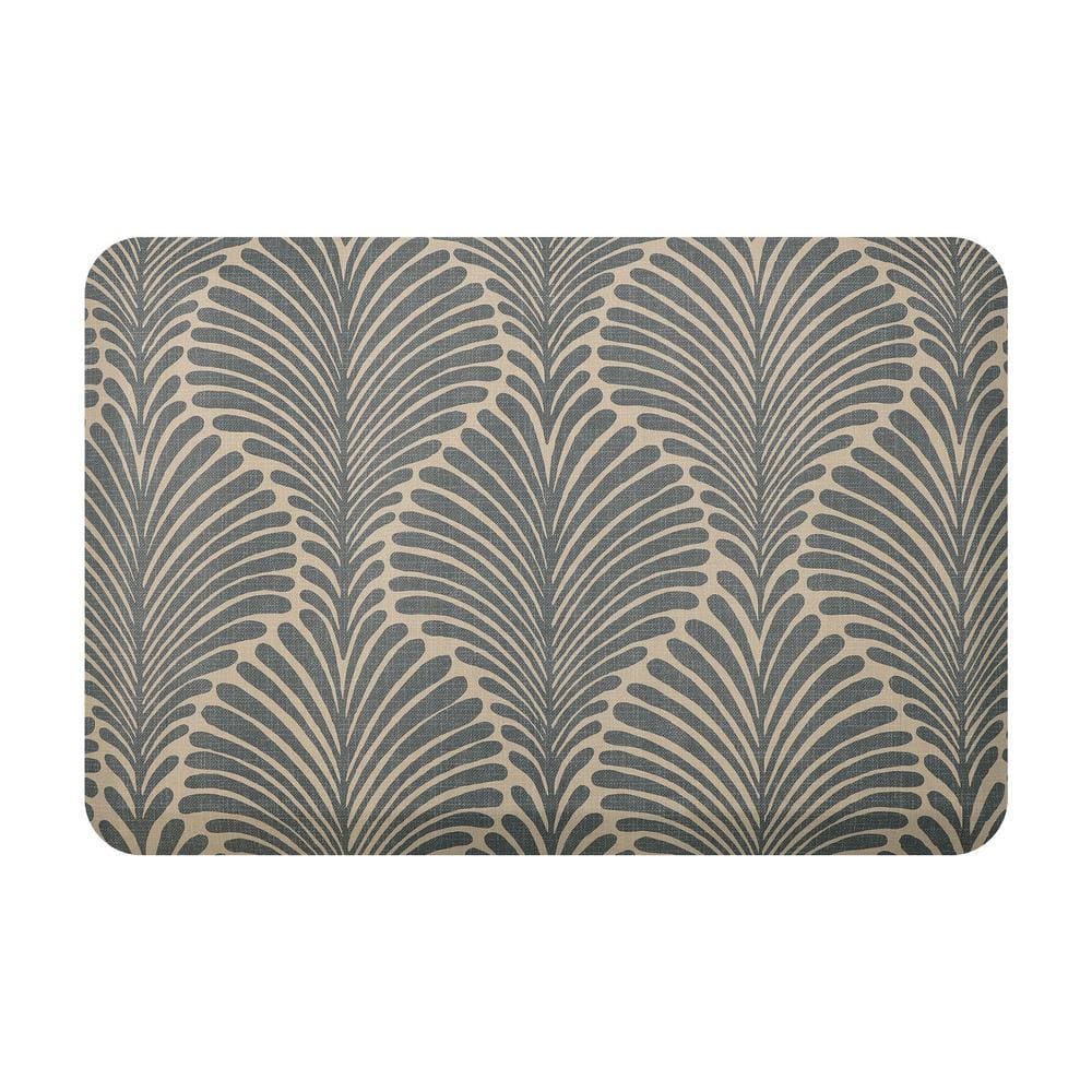 Bungalow Flooring Sole Comfort Palm Fronds 22 in. x 32 in. Blue on ...