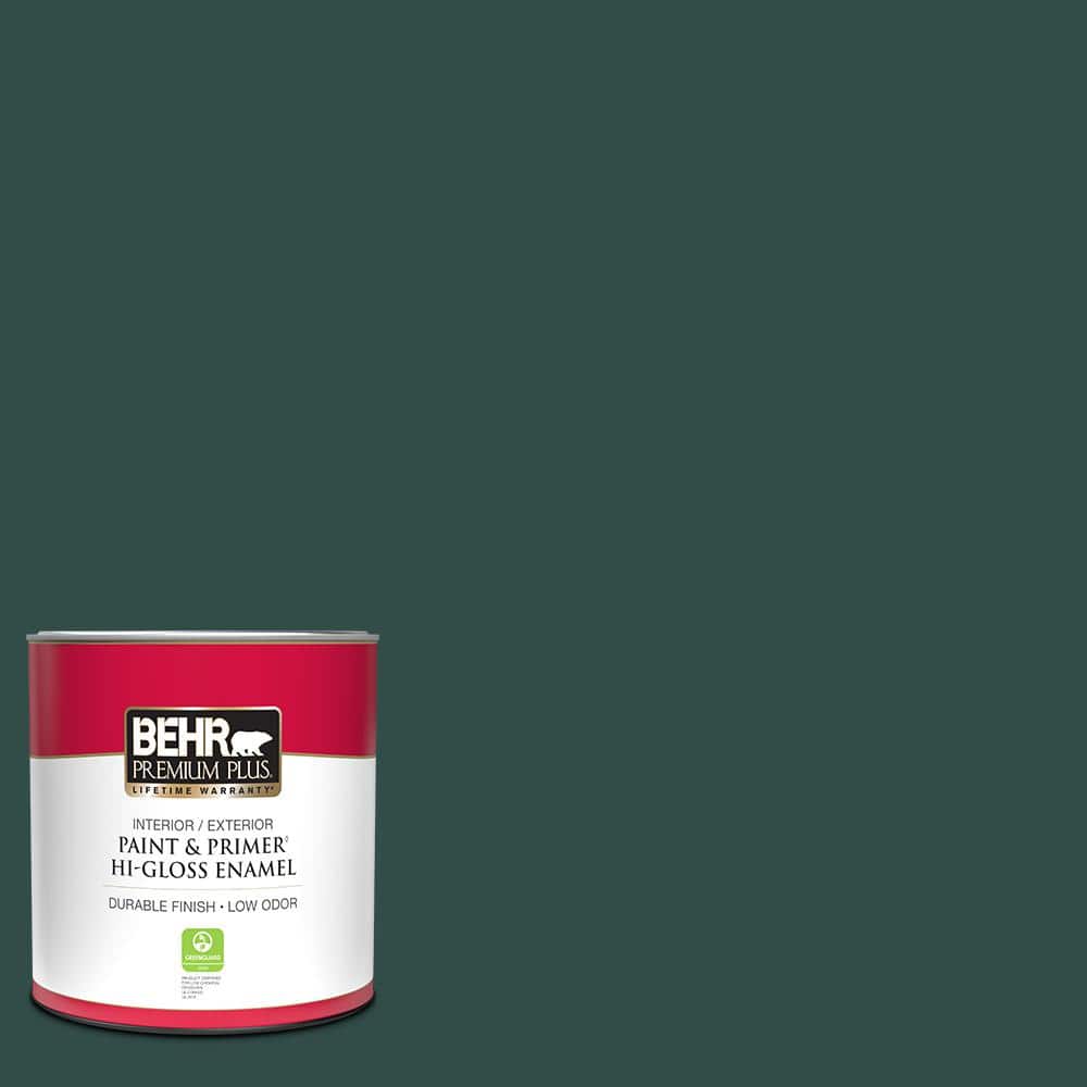BEHR PREMIUM PLUS 1 qt. #ECC-51-3 Hidden Forest Hi-Gloss Enamel ...